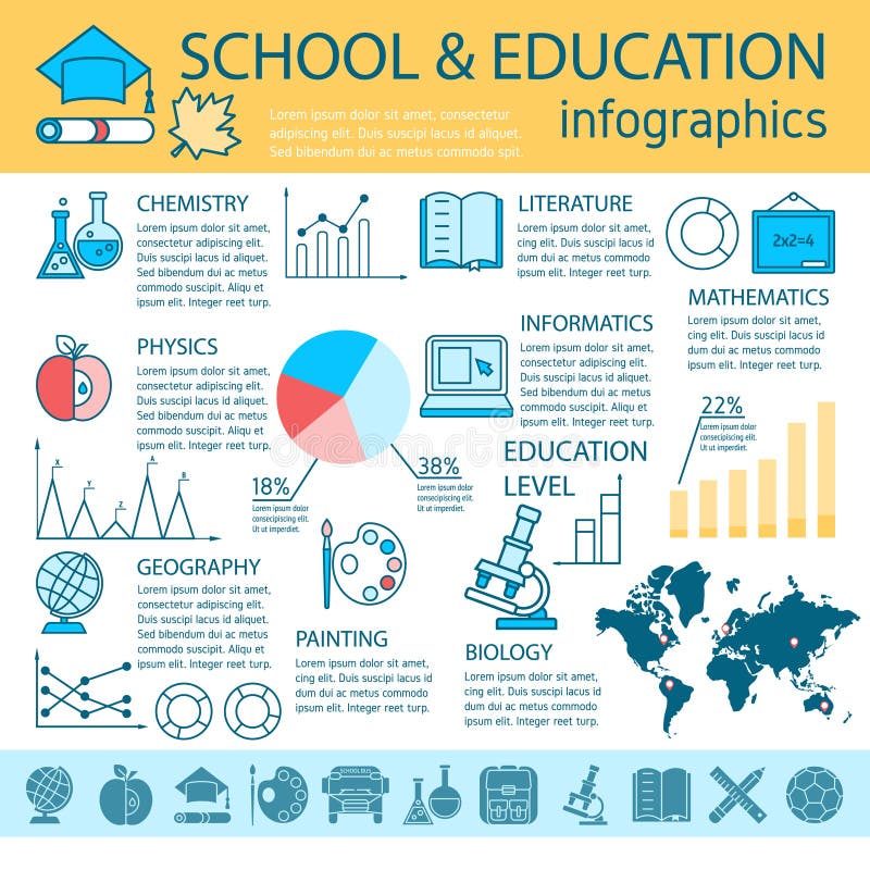 School Education Linear Infographics Stock Vector - Illustration of ...