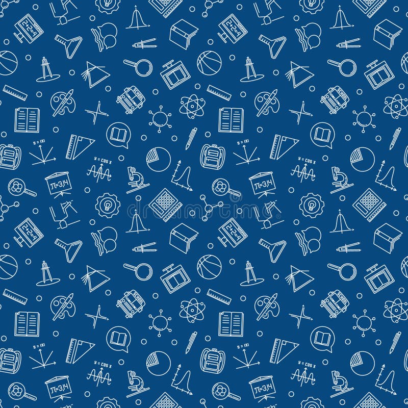School and Education Outline Vector Seamless Pattern Stock Vector ...
