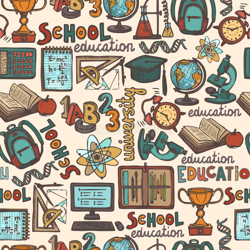 Vector Seamless Pattern with Education Icons Stock Vector ...