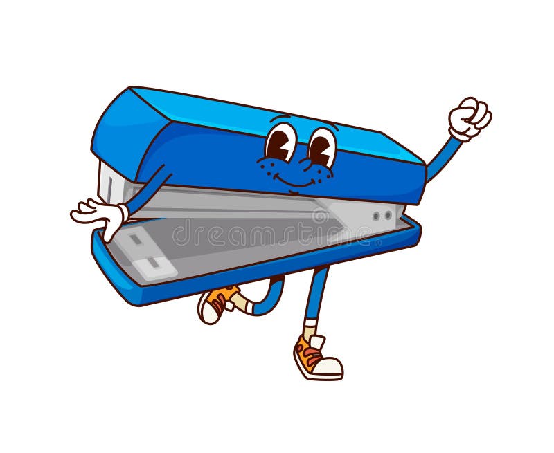 School Education Stapler Retro Groovy Character Stock Vector ...