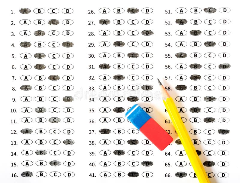School and Education. Test Score Sheet with Answers Stock Image - Image ...