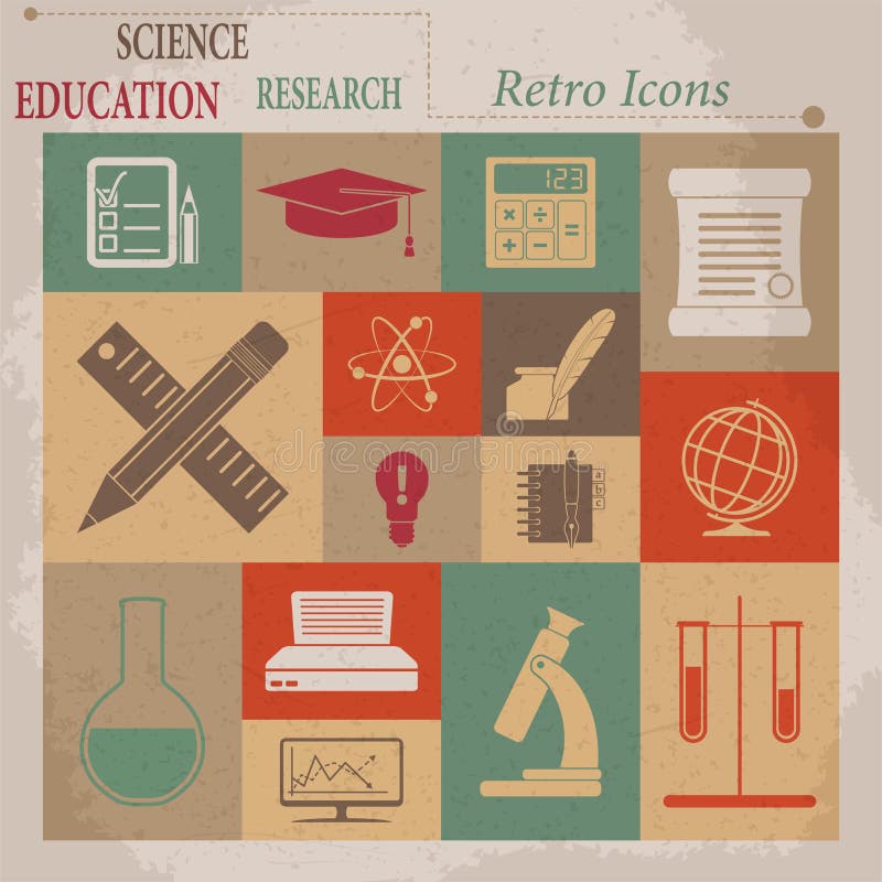 School and Education Vector Flat Retro Icons Stock Vector ...