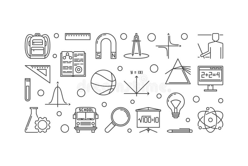 School and Education Vector Minimal Linear Horizontal Banner Stock ...