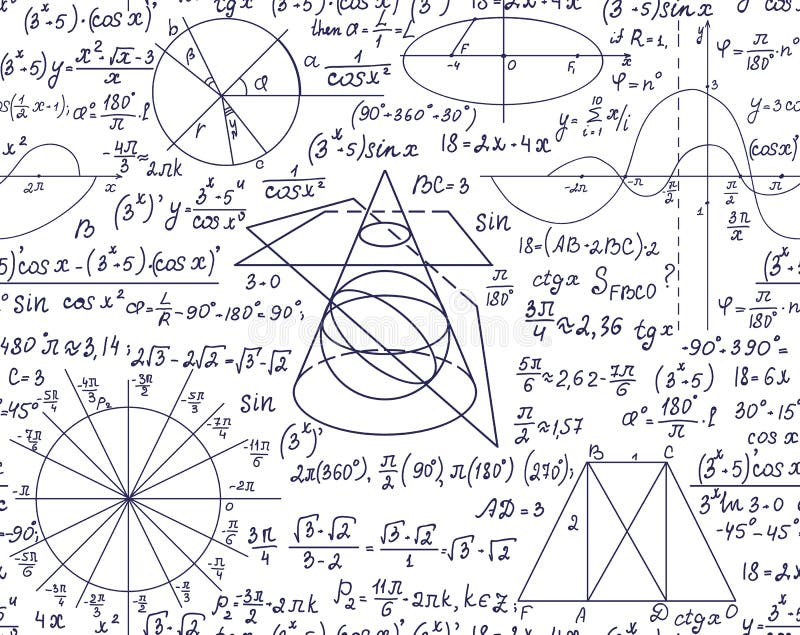 Mathematical Educational Vector Seamless Background with Handwritten ... Mathematical Educational Vector Seamless Background with Handwritten ...
