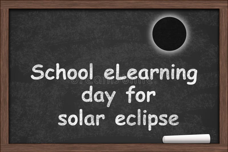 School ELearning Day for Solar Eclipse on Chalkboard Stock Photo ...