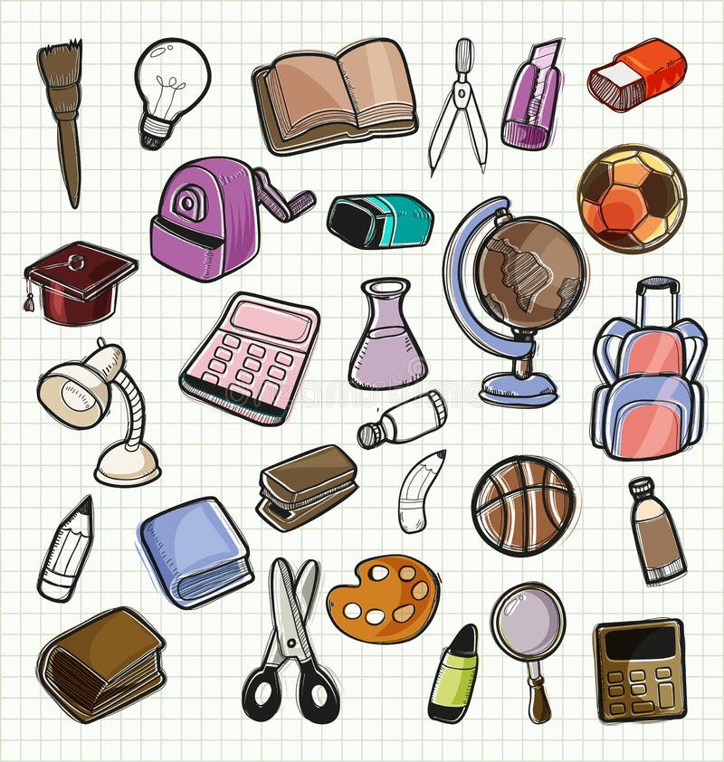 School element doodle stock illustration. Illustration of notepaper ...
