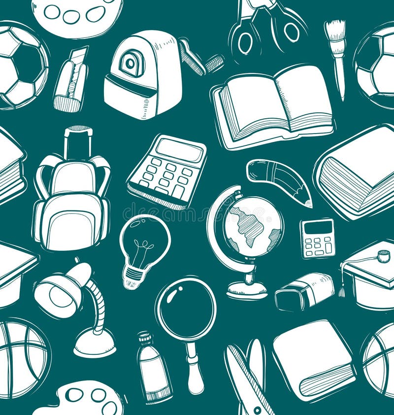 School Items Pattern Stock Illustrations – 3,200 School Items Pattern ...