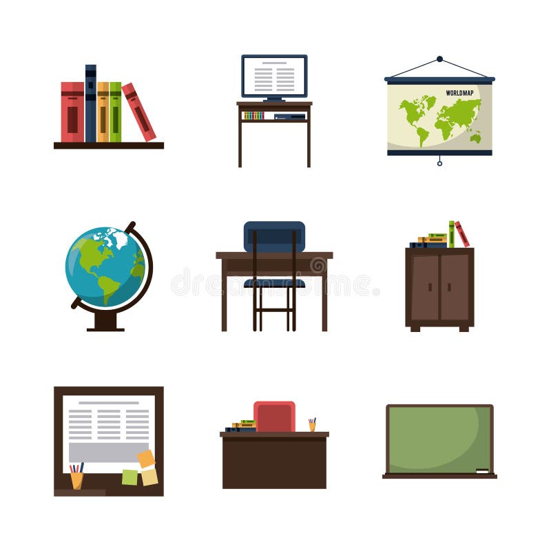 School elements icons stock vector. Illustration of class - 110153883