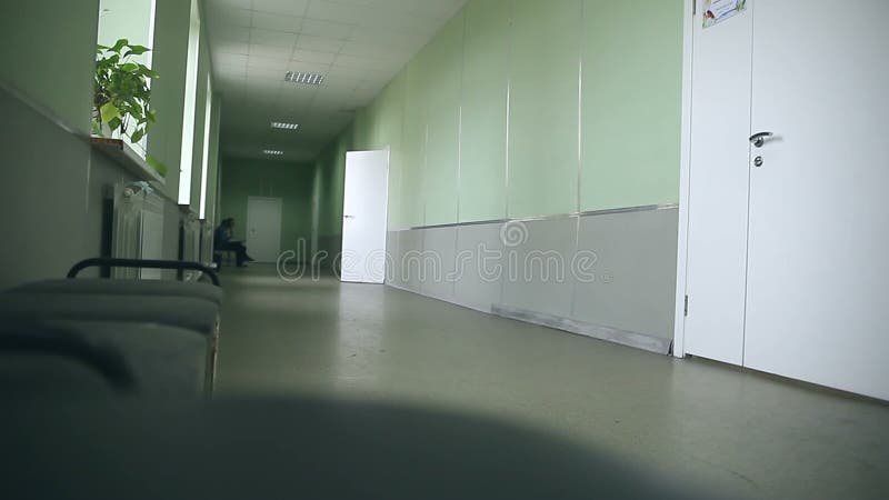 Empty Hall during the Classes in American College. Hallway Blurred ...