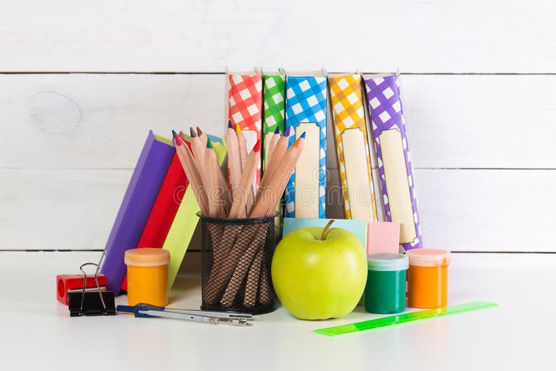 School equipment stock photo. Image of paper, color, spiral - 58650820