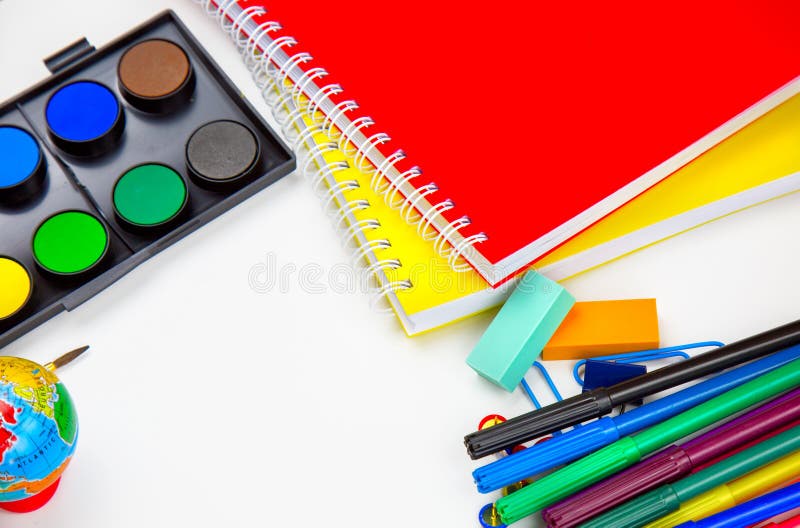 School Equipment Tools stock photo. Image of crayon, college - 56392542