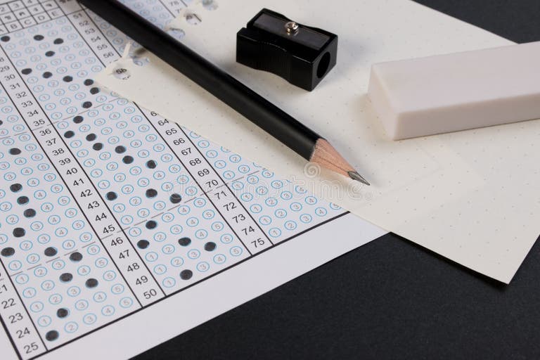School Exam Answer Sheet and Pen. Standard Test Form or Answer Sheet ...