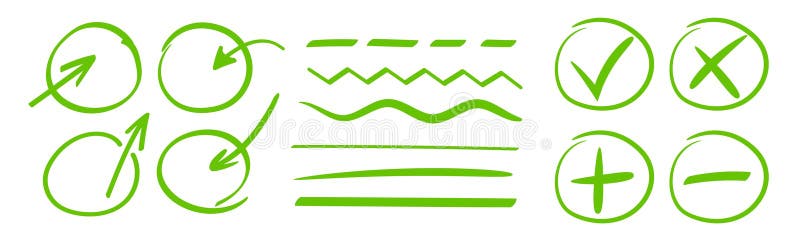 School Exam Work Remark Vector. Arrow and Check Mark Stock Vector ...