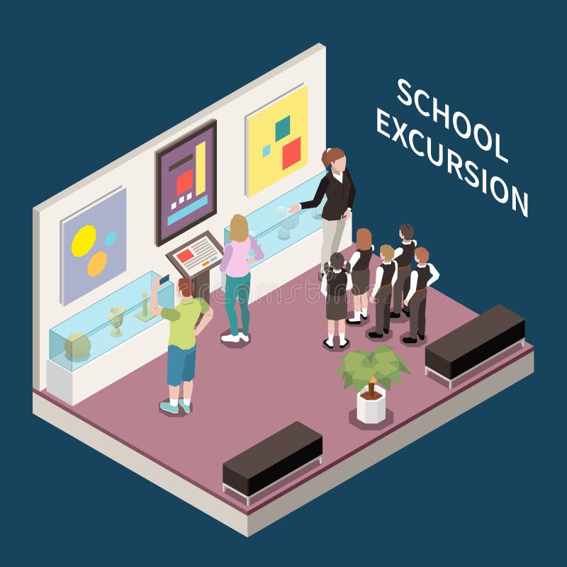 School Excursion To Planetarium Flat Color Vector Illustration Stock ...