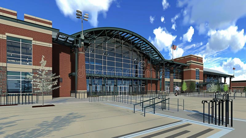 School Facade Exterior. School Entrance Stock Photo - Image of entry ...