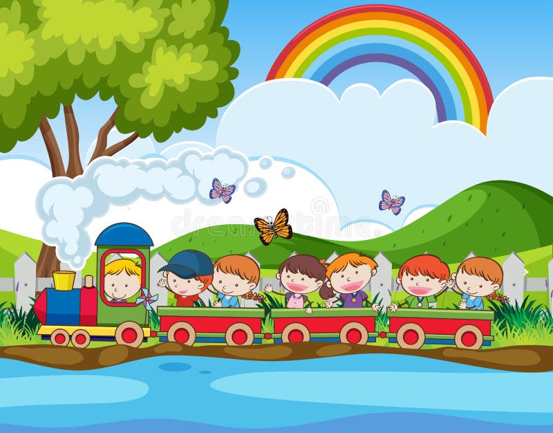 School Field Trip by Train stock vector. Illustration of cartoon ...