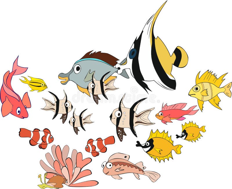 School of fish stock vector. Illustration of wildlife - 55802309