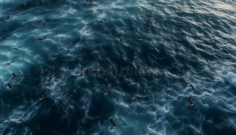 School of Fish Flying in Blue Water Generated by AI Stock Illustration ...