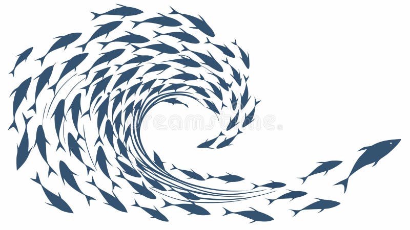 School of Fish Forming a Large Wave Pattern, Vector Design Generative ...
