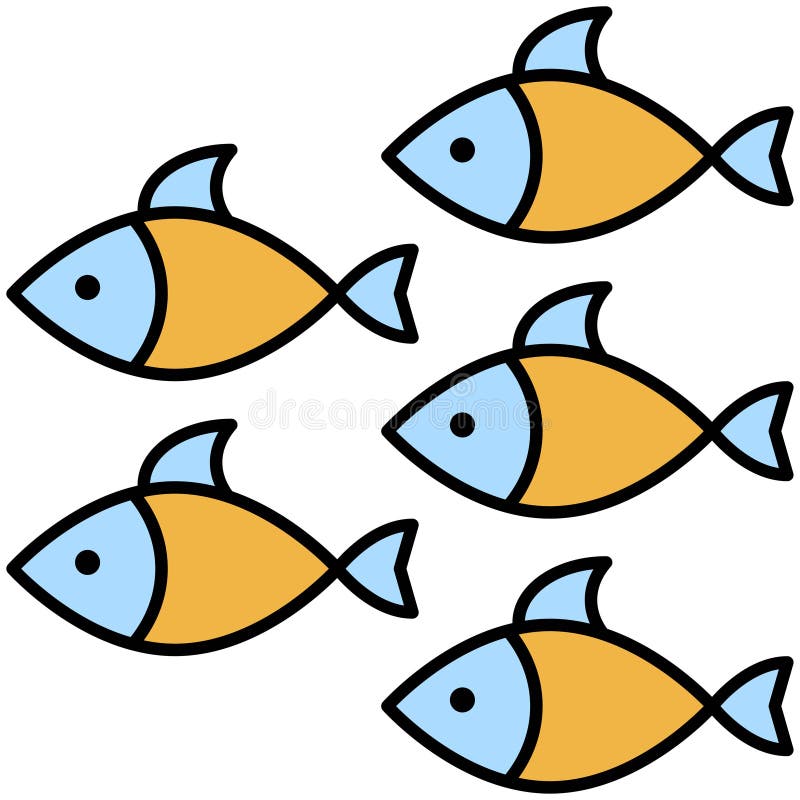 School of Fish Icon, Summer Vacation Related Vector Stock Vector ...