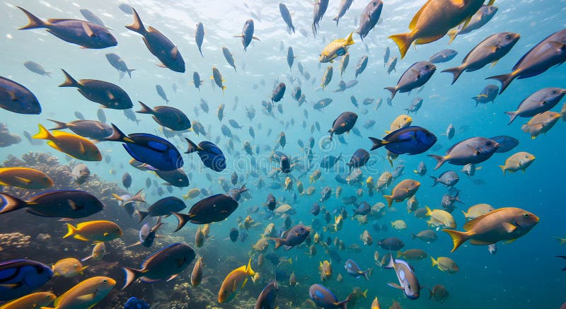 School of Fish Looking at Camera Stock Illustration - Illustration of ...