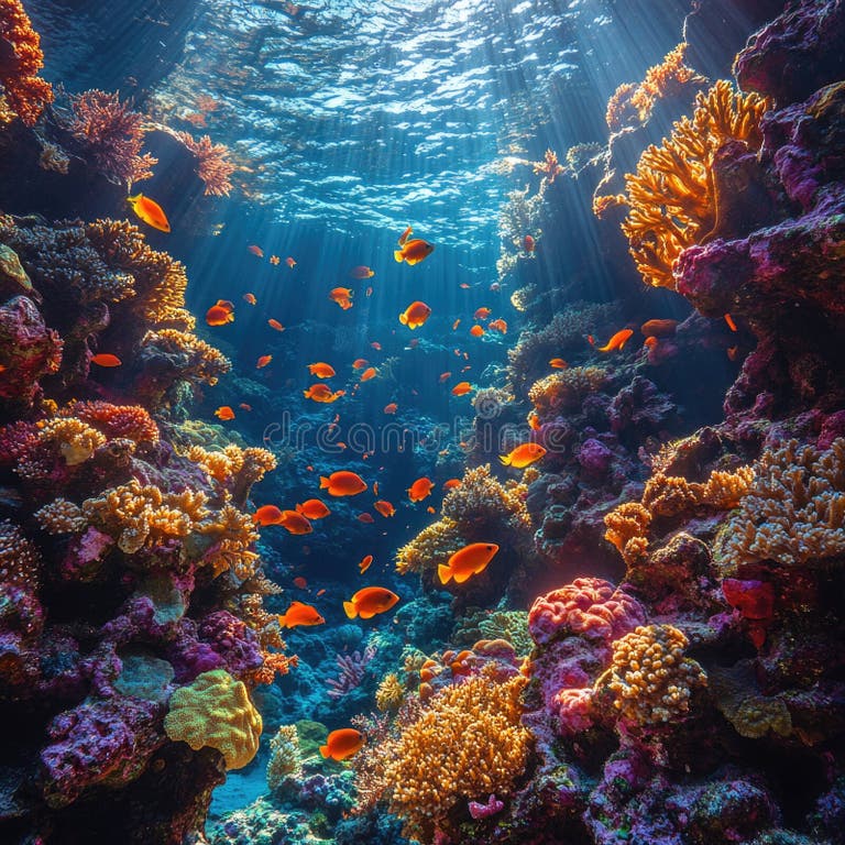School of Fish Moving through the Ocean Stock Photo - Image of group ...