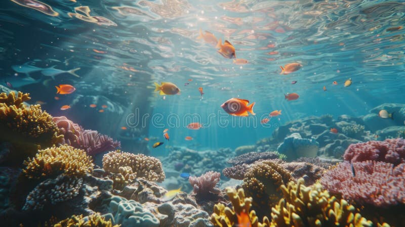 A School of Fish Moving through the Ocean Waters, Perfect for Use in ...