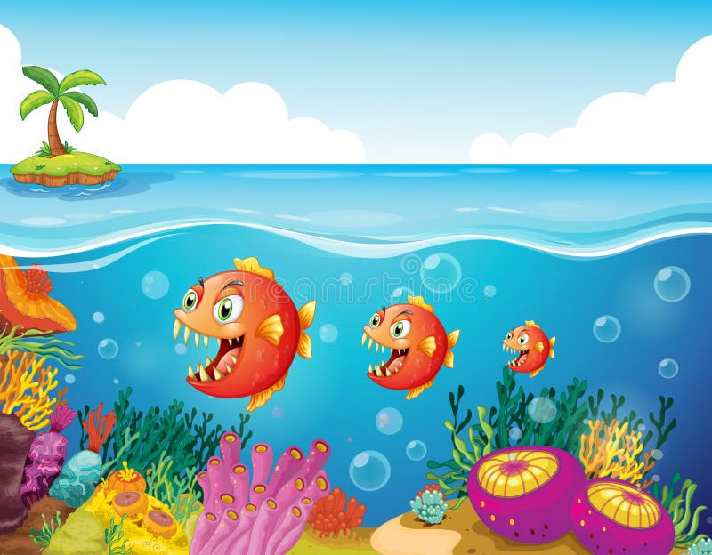 A School Of Fish Under The Sea Stock Vector - Illustration of daytime ...