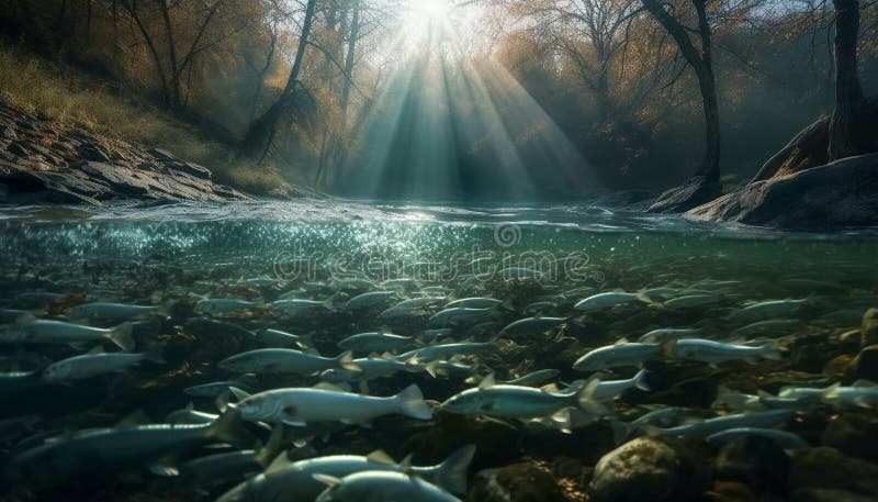 School of Fish Swim in Colorful Reef Generated by AI Stock Illustration ...