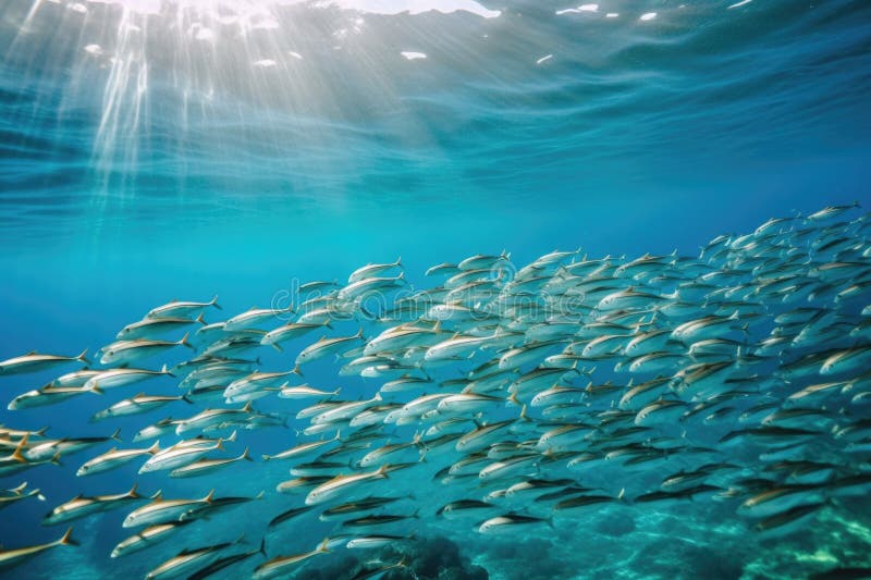 School of Fish Swimming in Crystal-clear Ocean Water Stock Photo ...