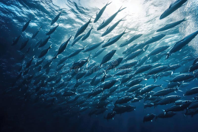 A School of Fish Swimming in Perfect Synchronization in the Open Ocean ...