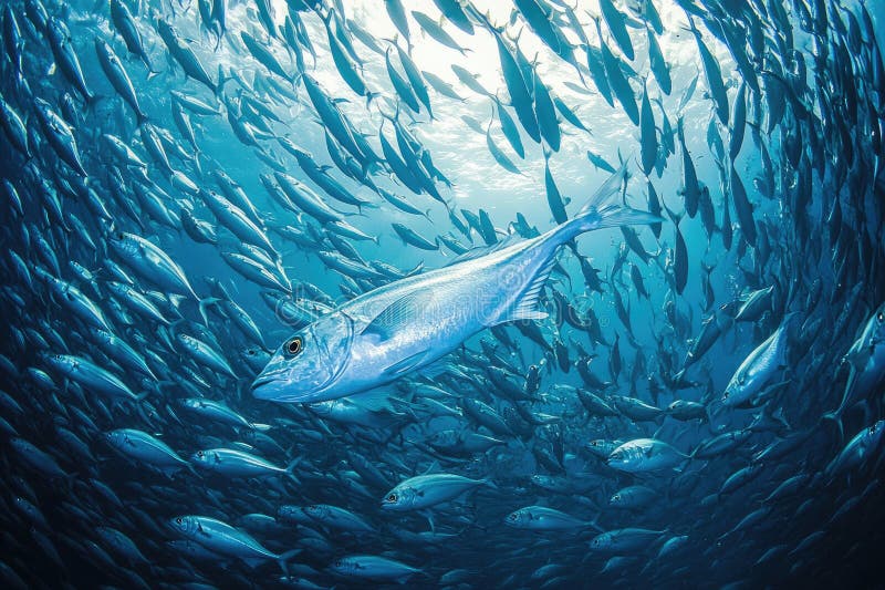 A School of Fish Swimming in Perfect Synchronization in the Open Ocean ...