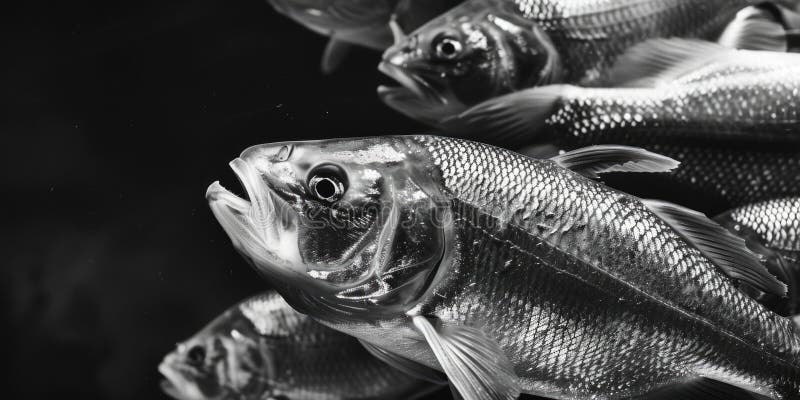 A School of Fish Swimming Together in Calm Water Stock Photo - Image of ...