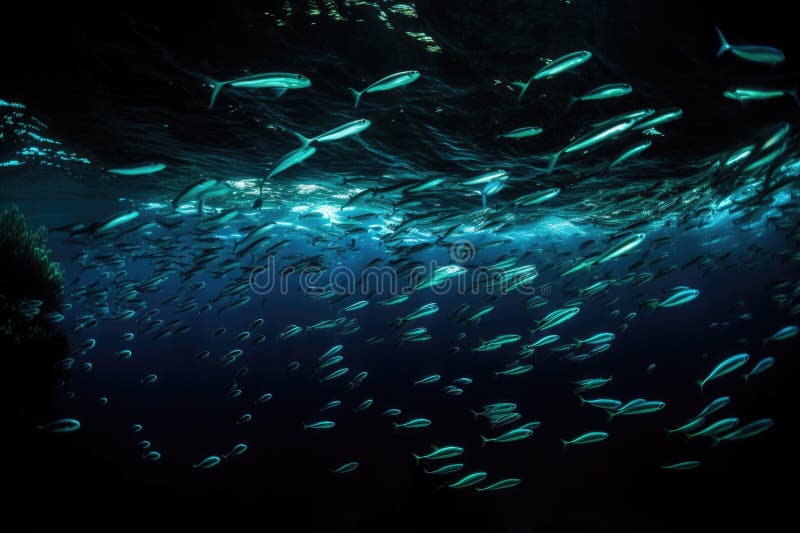School of Fish Swimming Together, Creating a Mesmerizing Display of ...