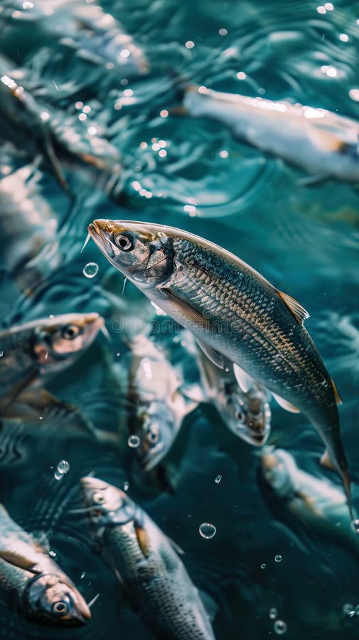 A School of Fish Swims in Turquoise Water Creating a Mesmerizing ...