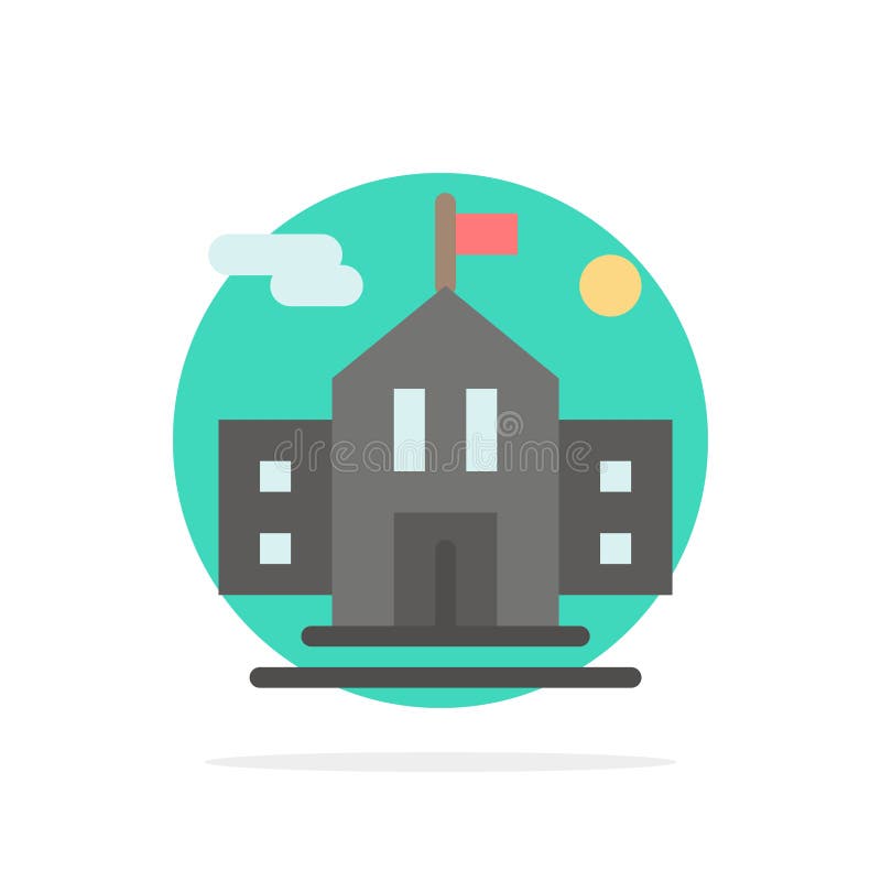 School, Flag, Education Abstract Circle Background Flat Color Icon ...