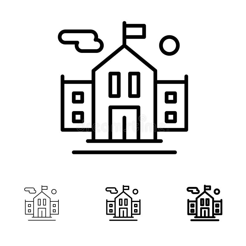 School, Flag, Education Bold and Thin Black Line Icon Set Stock Vector ...