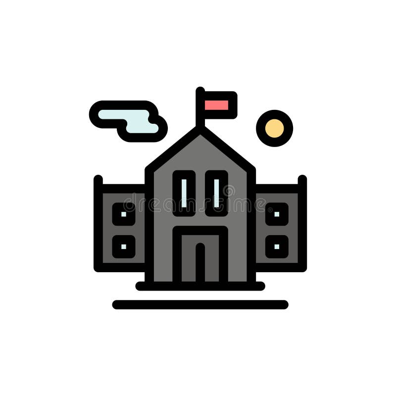 School, Flag, Education Flat Color Icon. Vector Icon Banner Template ...