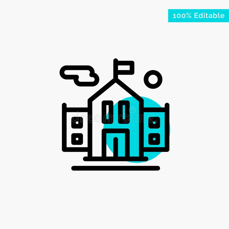 School, Flag, Education Turquoise Highlight Circle Point Vector Icon ...