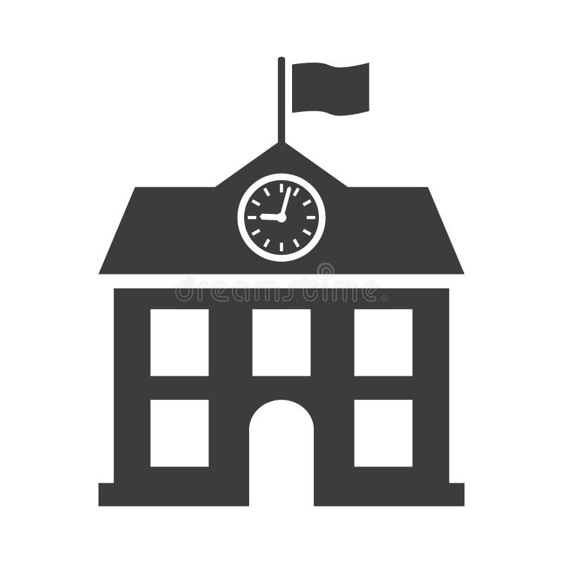 School Flat Icon on White Background Stock Illustration - Illustration ...