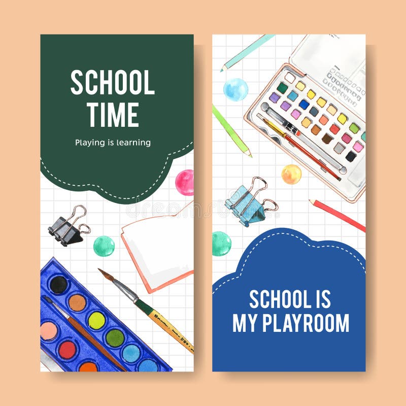 School Flyer Design with Color Palette, Notebook Watercolor ...