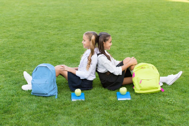 School Friends Relaxing after Classes at School Yard, Trust and Support ...