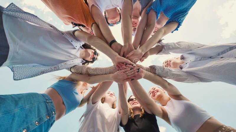 School Friends Unite in a Circle, Clasping Hands, Representing Teamwork ...
