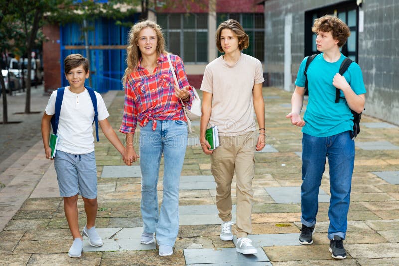 School Friends Walk after Class Stock Image - Image of girl, town ... School Friends Walk after Class Stock Image - Image of girl, town ...