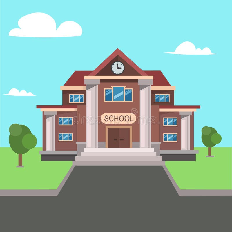 School Front View. Vector stock vector. Illustration of construction ...