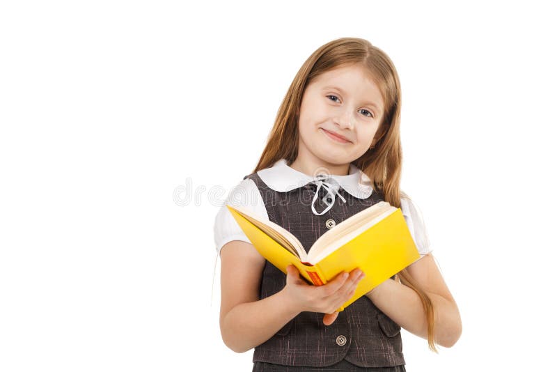 School Girl with Books Isolated Stock Image - Image of cheerful ...