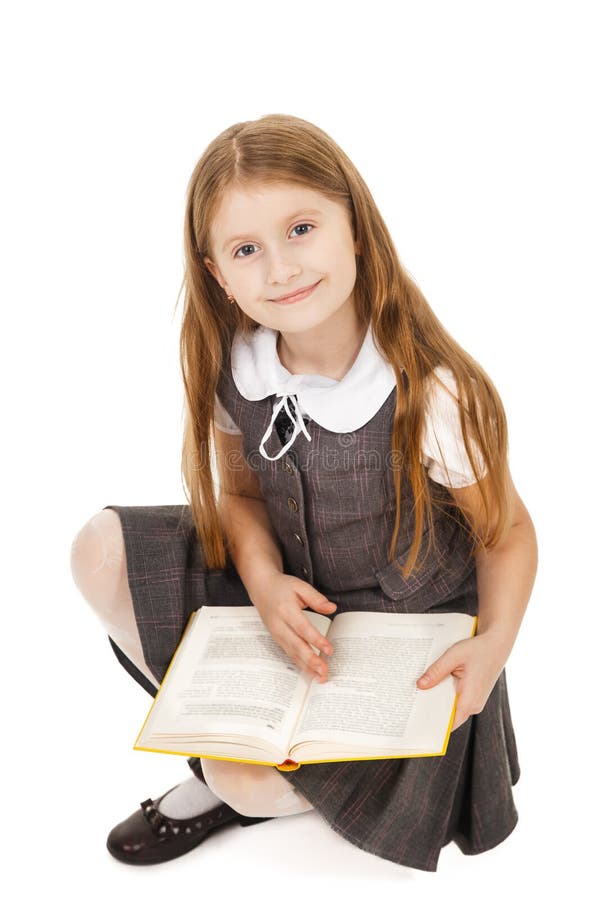 School Girl With Books Isolated Stock Image - Image of cheerful ...