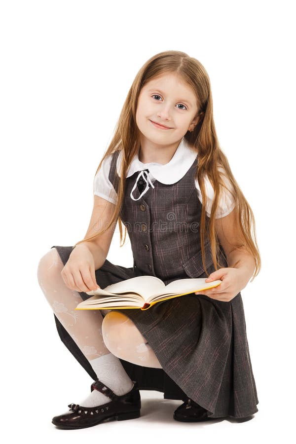 School Girl with Books Isolated Stock Image - Image of cheerful ...