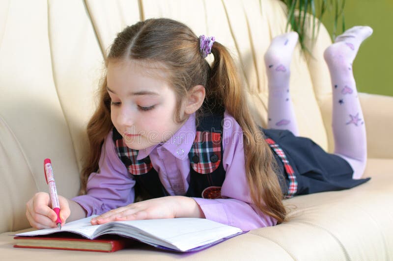 School Girl Doing Homeworks Stock Image - Image of people, face: 17815681