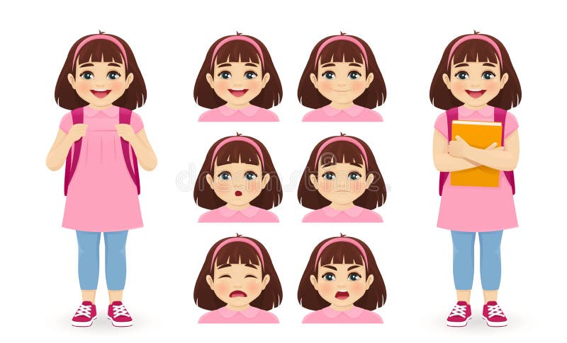School girl emotions stock vector. Illustration of school - 191017183